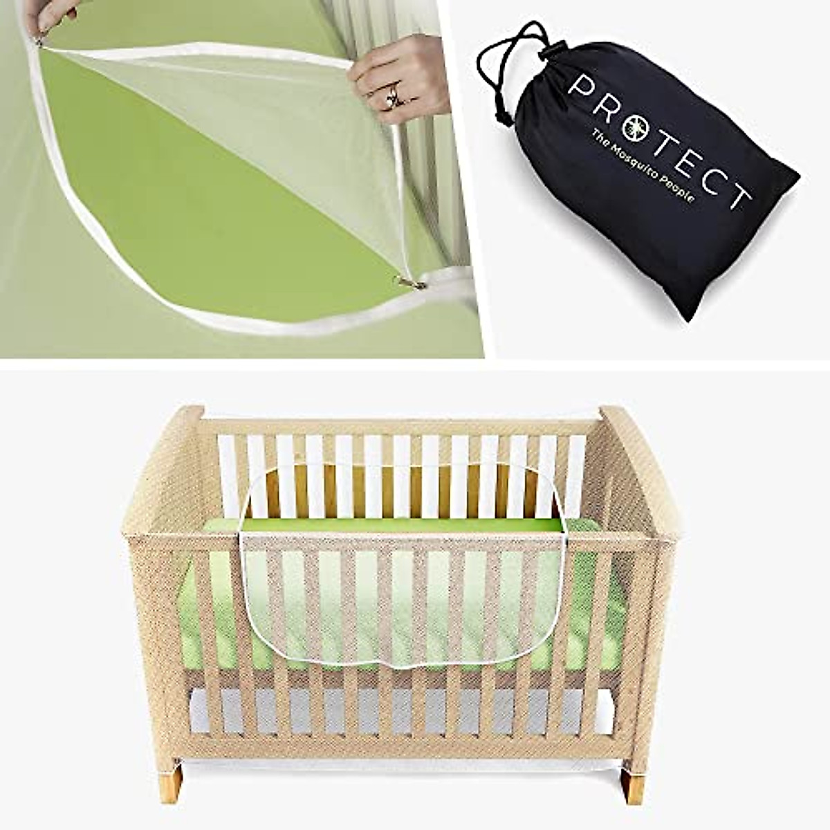 Mosquito Net for Cot, Crib & Cot Bed - Baby Mosquito Insect Net - Cat Net with Zipper Feature for Quick, Easy Access to Your Baby (by Luigi's)