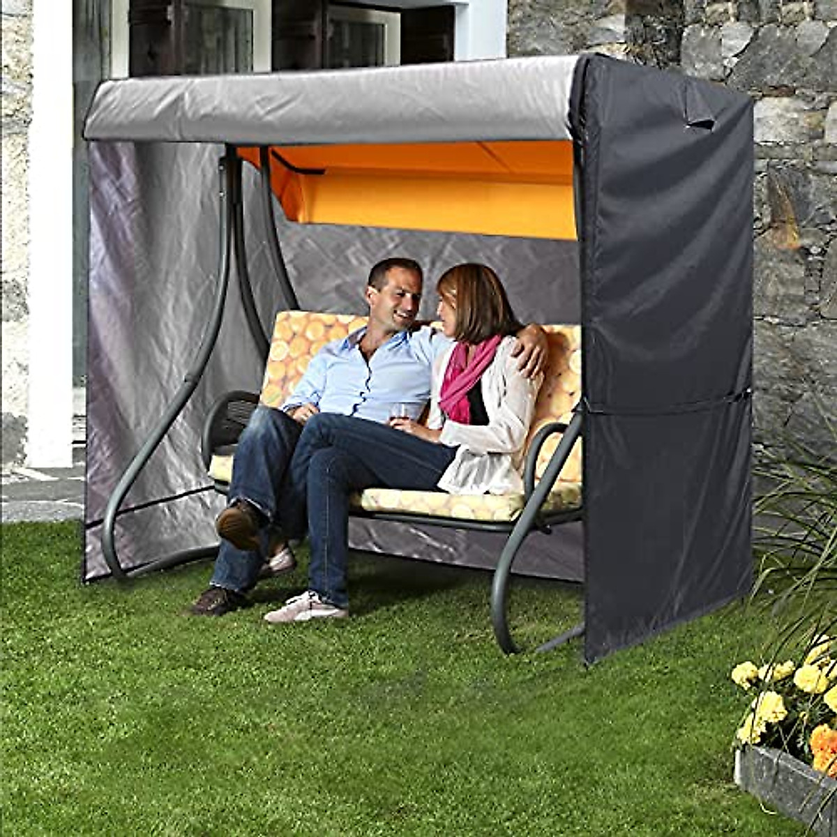 Patio Swing Cover, 3 Triple Seater Hammock Cover Garden Swing Cover Waterproof Hammock Glider Chair Cover Outdoor Swing Cover UV Resistant Swing Canopy Cover(81L x 49 D x 67 H inch)