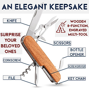 Set of 6 - Personalized Pocket Knife for Groomsmen - 8-Function Multi-Tool Custom Knives - Engraved - Groomsmen Gifts for Wedding, Groomsman Proposal Gifts