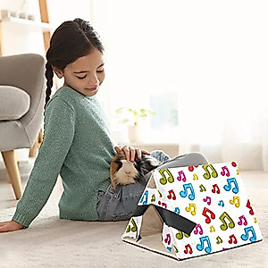 Y-DSIWX Guinea Pig Hideout Cozy Hamster House Cave for Bunny Chinchilla Hedgehog Small Animal Colorful Music Notes Theme