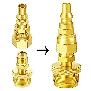 Joywayus 1LB Propane Disposal Adapter Fitting with 1/4" Quick Connect Disconnect Plug Convert and 3/8" Flare Male to 1"-20 Male Throwaway Cylinder Thread