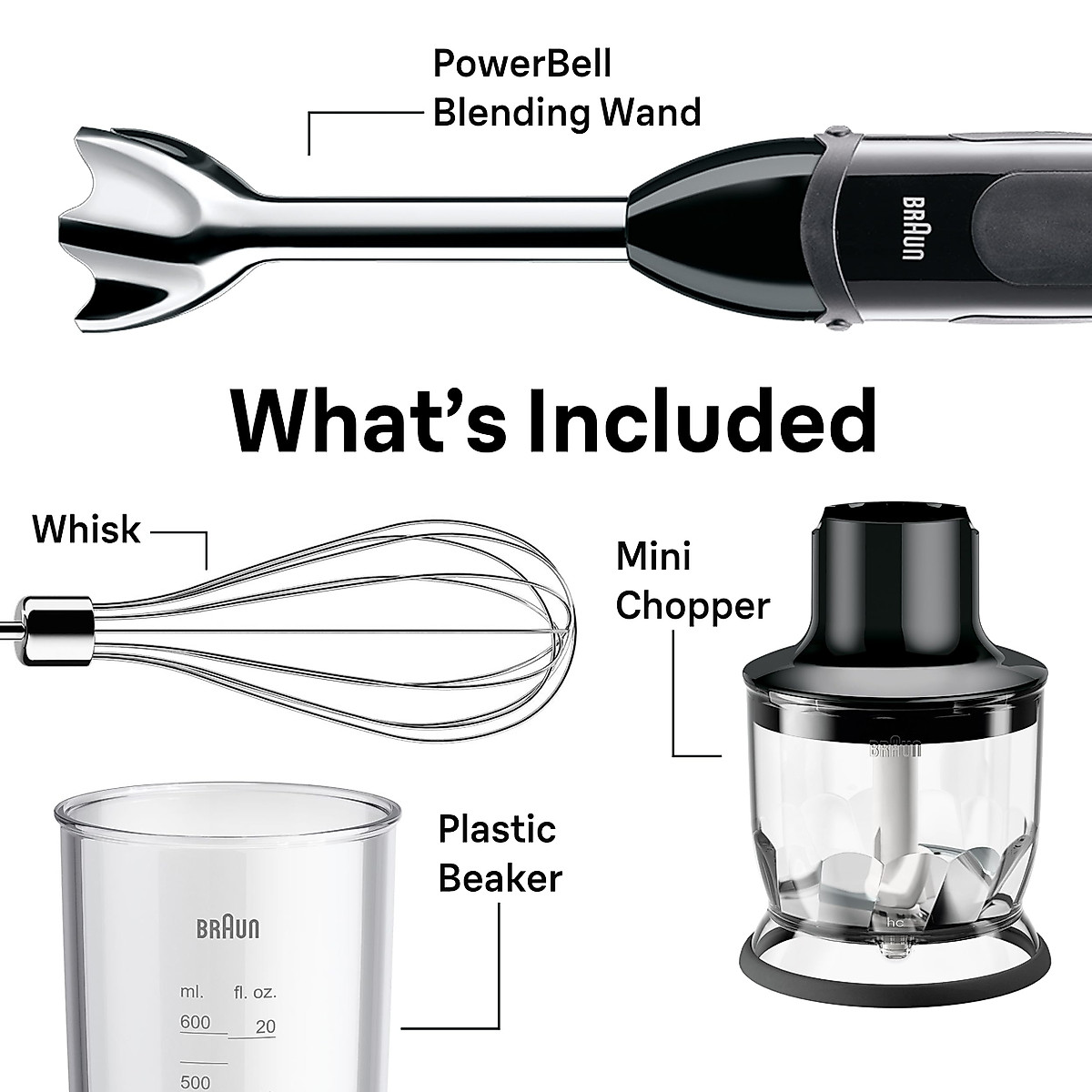 Braun MQ5025 Hand Blender Multiquick Vario, MQ5025, Black