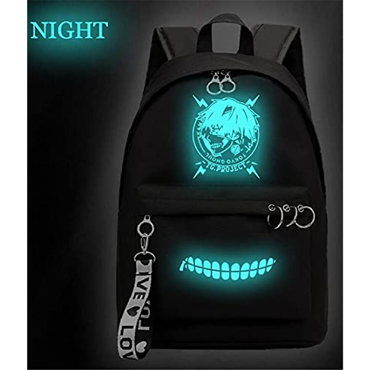 WANHONGYUE Anime Tokyo Ghoul Kaneki Ken Luminous Backpack Book Bag Laptop School Bag Cosplay Daypack Rucksack Bag 1127/4