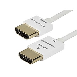 Monoprice Ultra Slim Series 6ft 10.2Gbps High Performance HDMI® Cable w/RedMere® Technology Supports Ethernet, 3D, 4K and Audio Return - White