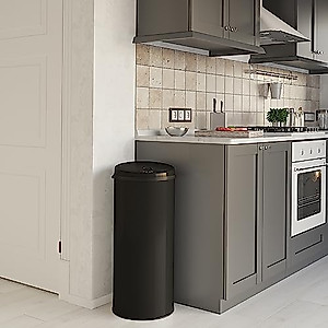 iTouchless 13 Gallon Automatic Trash Can with Odor Control System – Black Round Kitchen Sensor Garbage Bin for Kitchen or Office