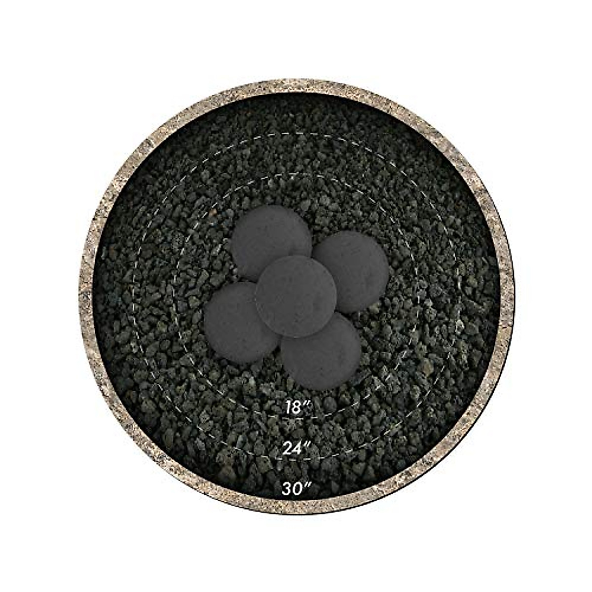 Ceramic Fire Balls | Set of 5 | Modern Accessory for Indoor and Outdoor Fire Pits or Fireplaces – Brushed Concrete Look | Midnight Black, 6 Inch