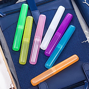 Hedume 35 Pieces Travel Toothbrush Case, 7 Colors Portable Plastic Dust-proof Breathable Toothbrush Holder for Travel, Camping, Home, School, Business