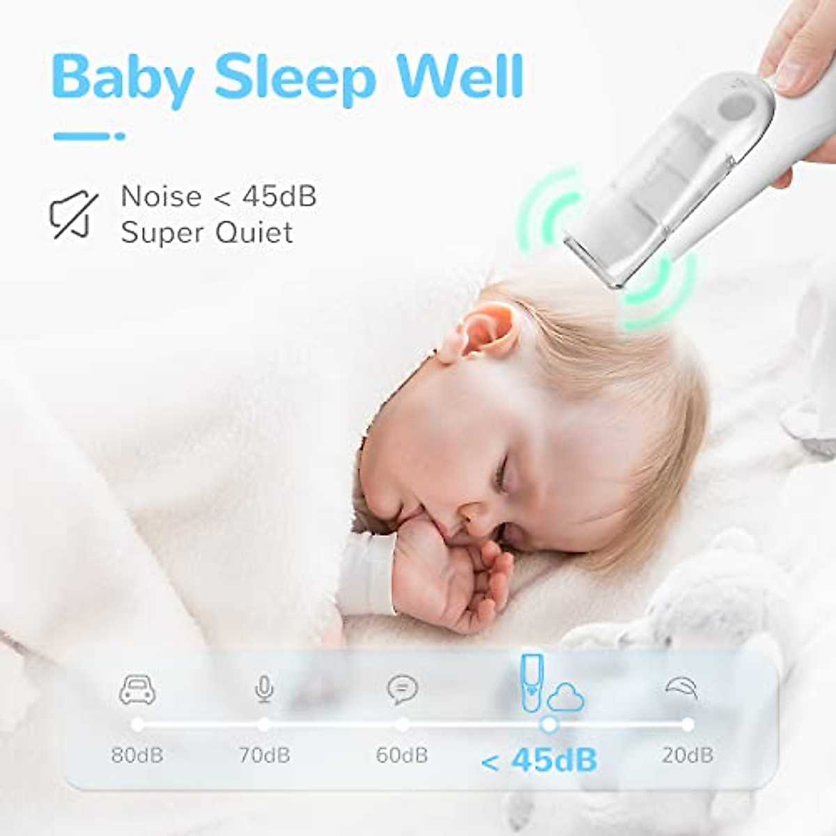 Baby Hair Clippers, Vacuum Hair Clipper for Baby Fine Hair, Baby Hair Clipper Quiet Hair Clipper for Baby, Hair Clipper Auto Suck Snipped Hair, IPX7 Waterproof Rechargeable Cordless Baby Hair Clipper