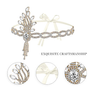 1920s Flapper Accessories Leaf Rhinestones Headpiece Great Accessories For Women Tassel Bride Wedding Head Bands Flapper Headband