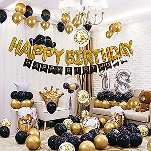 CANREVEL 120pcs Black and Gold Balloons Confetti Metallic Black Gold Latex Balloons Garland kit for Birthday Graduation Wedding Anniversaries Bachelorette Party Decorations