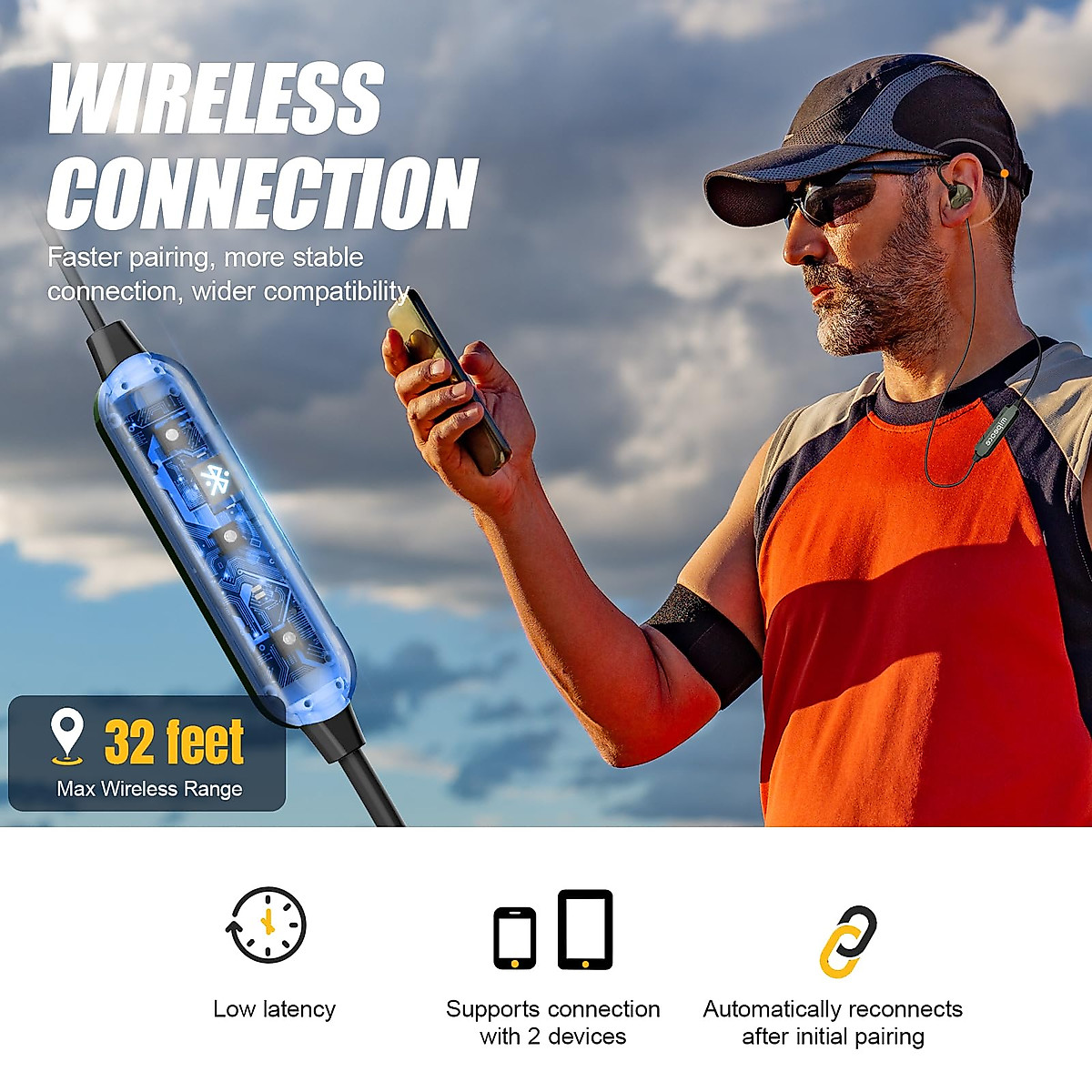 MIPEACE Shooting Ear Protection,25dB Noise Reduction Ear Buds Ear Plugs-Bluetooth Hearing Protection Headphone with Silicone Memory Foam Earbud Tips for Gun Range Mowing Hunting Target