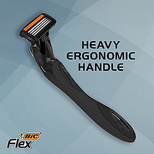 BIC Flex 4 Refillable Men's Disposable Razors, For a Smooth, Ultra-Close and Comfortable Shave, 1 Handle and 4 Cartridges, 5 Piece Razor Set
