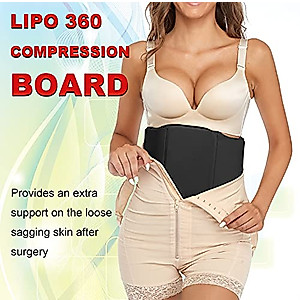 Abdominal Board 360 Lipo Foam Ab Board Post Surgery Liposuction Waist Belly Wrap Board for Lipo Recovery (One Size, Black)