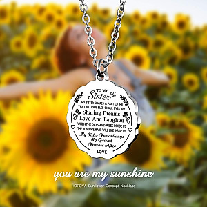 HOFOYA To my sister necklace gifts from sisters brother,graduation birthday gift for best friend, engraved inspirational message valentines jewelry for women teen girls.