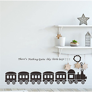 ANFRJJI Train Wall Decal and High-Speed Rail Wall Sticker with Removable PVC - Perfect for Decorating Kids' Rooms, Nurseries, and Student Dorms JWH142 (Black)
