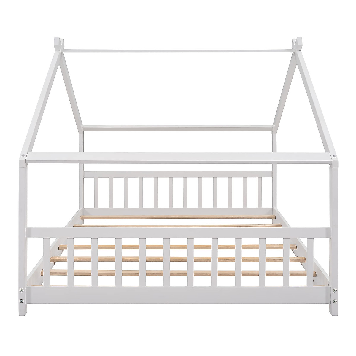 Harper & Bright Designs Full Size House Bed for Kids, Full Bed Frame with Headboard and Footboard, Wooden Kids House Bed for Girls Boys Bedroom Furniture, No Box Spring Needed, White