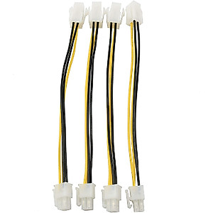 Longdex ATX Plug CPU Power Adapter Cable 4PCS 8Inch 4-Pin ATX Male to 4-Pin ATX Female 12V Motherboard Power Extension Cable