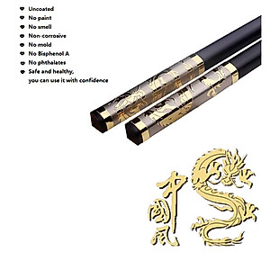 Chopsticks, fiberglass chopsticks are reusable, with chopstick rest, dishwasher safe. Chinese luxury chopsticks gift box set. 2 pairs (gold, silver) 1 portable beautiful storage bag