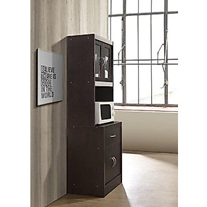 Hodedah HIK96 Choco Kitchen Cabinet, Chocolate Grey