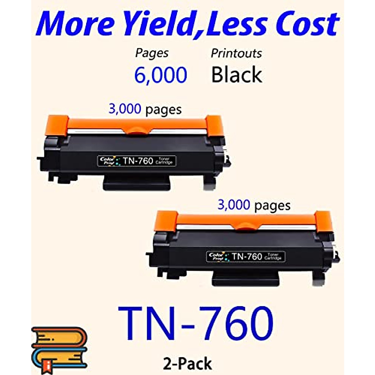 2-Pack ColorPrint Compatible TN760 Toner Cartridge Replacement for Brother TN-760 TN 760 TN-730 TN730 Work with DCP-L2550DW HL-L2350DW L2390DW L2395DW L2370DWXL MFC-L2710DW L2750DWXL Printer (Black)