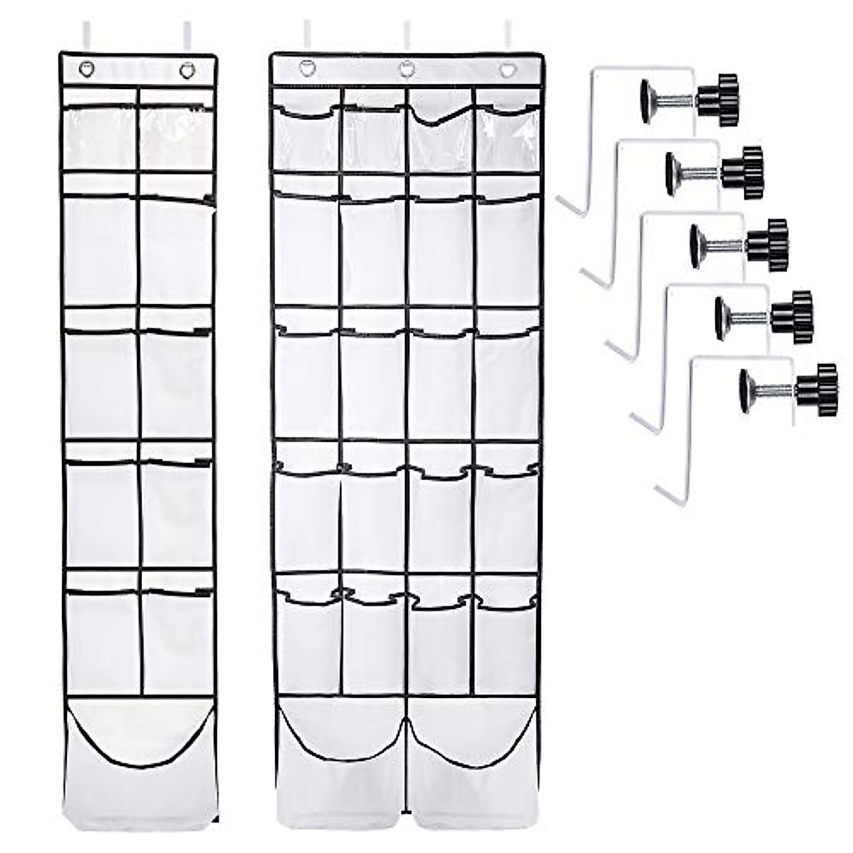 ULG Over The Door Shoe Organizer 22 Pockets Shoe Holder & 12 Mesh Pockets Hanging Shoe Holder Hanger Hanging Shoe Organizer with 3 Adjustable Metal Hooks