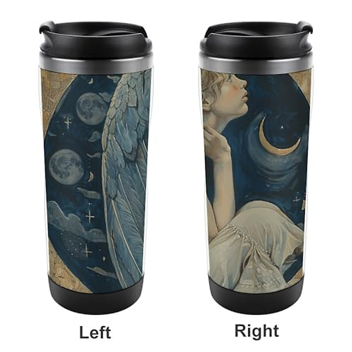 RTFGHJS 13oz Vacuum Insulated Stainless Steel Tumbler with Leakproof Lid Angel with Blue Wings 304 Stainless Steel Travel Mug Wide Mouth Coffee Cup for Hot & Cold Drinks (380ml)