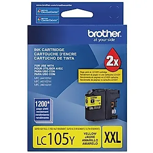 Brother LC105Y OEM Ink - MFC-J4310DW 4410DW 4510DW 4610DW 4710DW 6520DW 6720DW 6920DW Super High Yield Yellow Ink (1200 Yield)