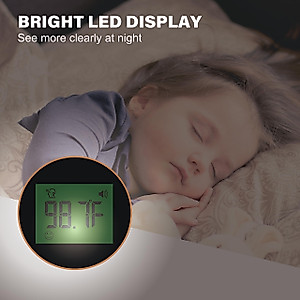 Amplim Baby Thermometer | 3-in-1 Accurate Infrared Thermometer for Ear, Forehead & Touchless, FSA/HSA Eligible Fever Thermometer for Baby, Infants, Toddlers, Kids & Adults | White Base Stand & Clock