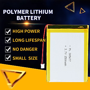 YDL 3.7V 2500mAh 385677 Lipo battery Rechargeable Lithium Polymer ion Battery Pack with JST Connector