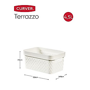 Curver Terrazzo x4 Small Rectangular Storage Basket 4.5L - White