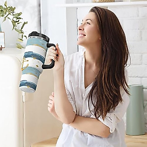 FRCSDIY Cartoon Ship Anchor Insulated Tumbler with Handle and Straw Lid,30oz Leakproof Stainless Steel Cup BPA-Free Water Bottle