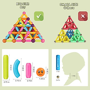 74 PCS Magnetic Balls and Rods Set,Magnetic Building Sticks Blocks Toys,Magnet Educational Toys STEM Toys for Kids,Learning Magnetic Toys for Boys Girls Age 3 4 5 6 7 8+ Years Old Gifts
