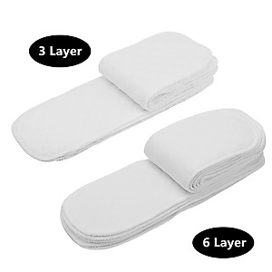 10PCS Reusable Nappy Liners Adullt Washable Layers Soft Incontinence Cloth Diaper Insert Liner Nappy Pad Baby Cotton Fiber Inserts for Cloth Diapers(Insert 6 Layers)