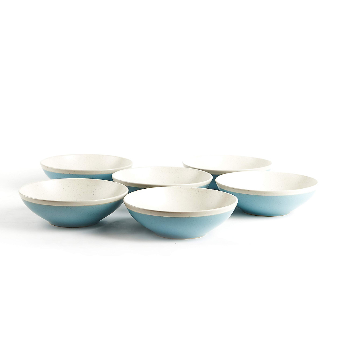 HomeVss Rock Ridge Speckled Stoneware Dinnerware Set (18pc Set, Turquoise and Ivory)