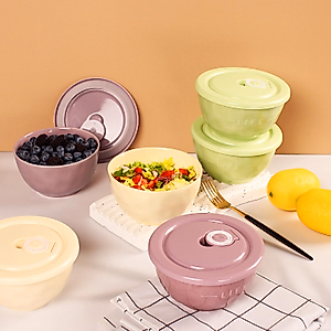 LIUYWYHCF Ceramic Storage Food Containers with Lids (12 Pieces Total) Set of 6, Ceramic Meal Prep Containers, Airtight lunch Containers with Lids - Microwave and Freezer Safe, Round