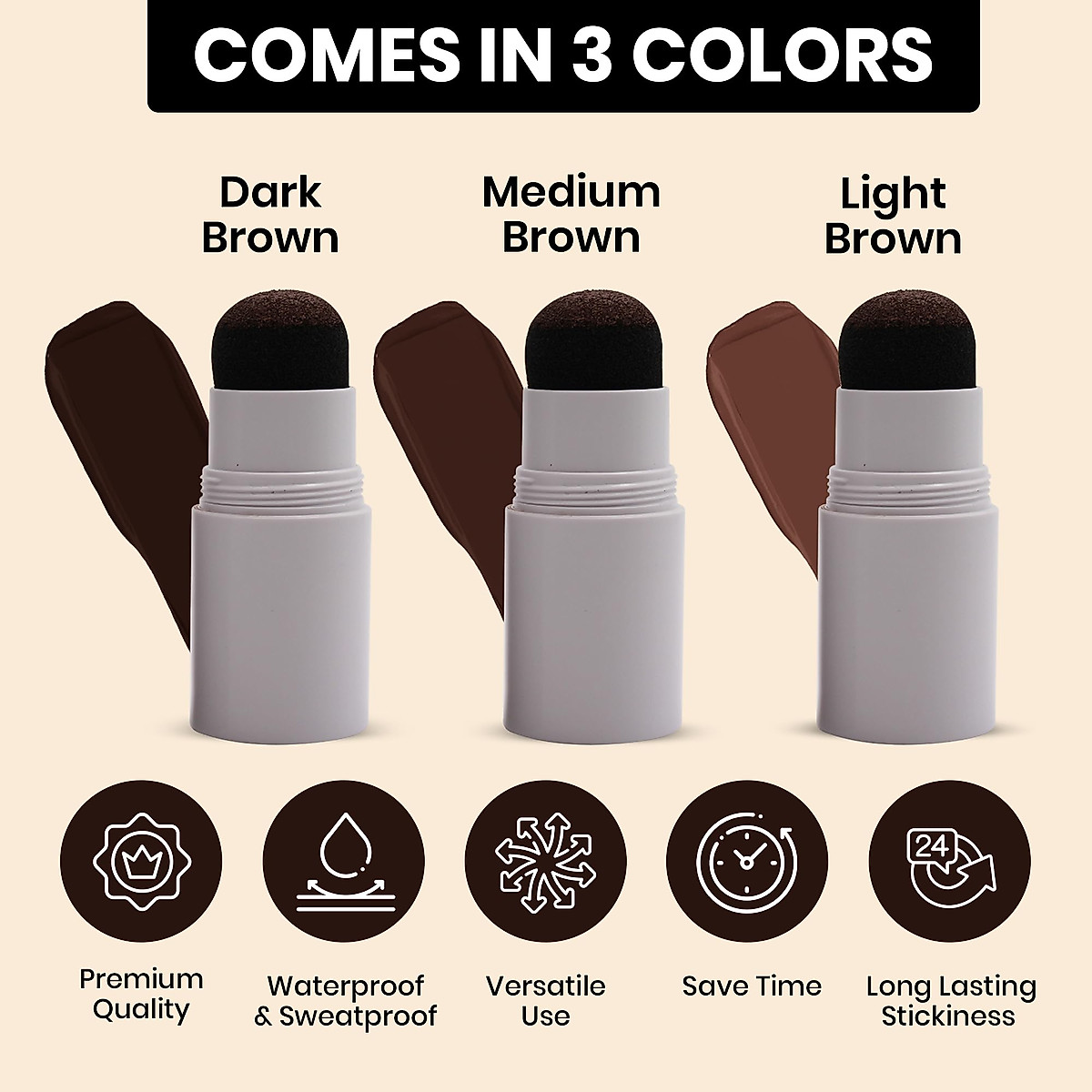 IBAZ Waterproof Eyebrow Stamp Kit: 10 Reusable Stencils, 2 Brushes, Light Brown