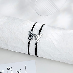 JENDEAR Friendship Bracelets Best Friend Matching Bracelets, Butterfly Handmade Rope Bracelet Meaningful Gifts for Women