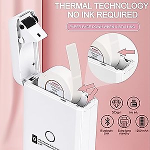 MFoffice Portable Label Makers for Labeling, White D110 Label Maker Machine with Tape, Multiple Thermal Mini Label Printer Bluetooth Wireless Rechargeable Printer for Home Office Organization