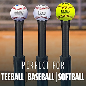Franklin Sports Kids Baseball Batting Tee - 3 Position Adjustable Youth Hitting Tee for Teeball, Baseball + Softball - Durable Rubber Batting Tee - Black