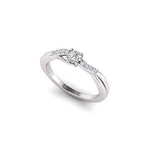 1/2 Carat TW Women's Moissanite and Natural Diamonds Engagement Ring in 10k White Gold, Size 10