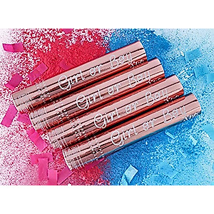 Gender Reveal Powder Cannon, Crafts Graphy Biodegradable Confetti Popper, Confetti Powder Shooter for Gender Reveal Party Supplies/Celebration/Baby Reveal, 4 Pack (2Blue, 2Pink)