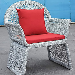 Uheng 6 Pack Patio Outdoor Chair Cushions with Ties, Seat Pads Mat, Waterproof Removable Cover, Comfort Memory Foam Nonslip for Garden Deck Picnic Beach Pool -18" X 18"(Red)