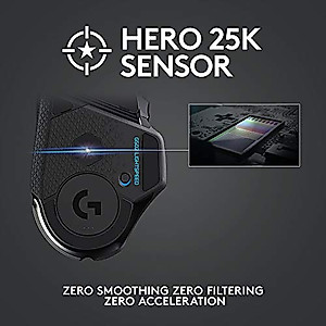 Logitech G502 Lightspeed Wireless Gaming Mouse with Hero 25K Sensor, PowerPlay Compatible, Tunable Weights and Lightsync RGB - Black
