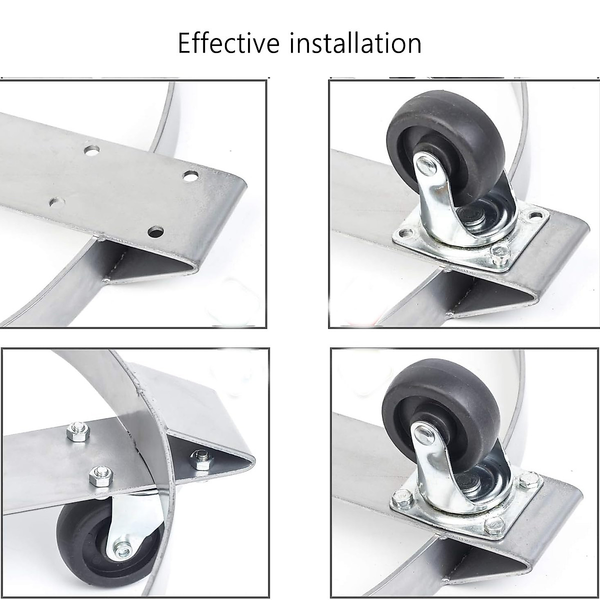 55 Gallon Drum Dolly, 2PCS Heavy Duty 1000lbs Load Capacity, Barrel Dolly Cart Drum Caddy, Non Tipping Hand Truck Capacity Dollies with Steel Frame 4 Swivel Casters Wheel, for Warehouse Drum Handling