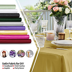 KKJIAF Gold Satin Fabric, 63" Wide Shiny Silky Fabric for Dress, Shirts, Table Runner, Napkin, Tablecloth, Wedding Decor, DIY Crafts, 1 Yard