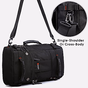 KAKA Travel Backpack,Carry-On Bag Water Resistant Flight Approved Weekender duffle backpack Rucksack Daypack for Men Women (Black upgrade)