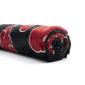 JUST FUNKY Naruto: Shippuden Akatsuki Red Cloud Anime Throw Blanket | Naruto Blanket Anime Soft Blankets and Throws | Official Naruto: Shippuden Akatsuki Blanket | Measures 60 x 45 Inches