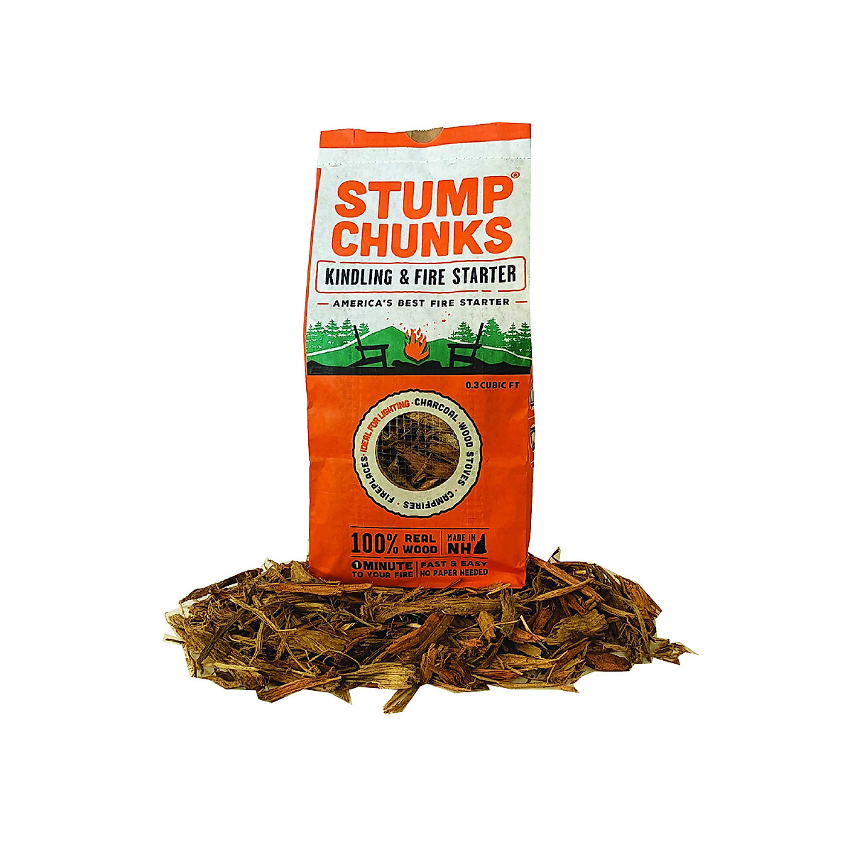 Stump Chunks: SC-3 0.3 Cu Ft Kindling & Fire Starters - Natural Fire Kindling Wood Sticks & Firewood Starter - Firestarter Sticks from Recycled Tree Stumps - Medium Bag