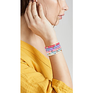 LALAPPLE Preppy Heishi Clay Bead Stretch Bracelets for Women Stackable Gold Pearl Evil Eye Beaded Bracelets Boho Summer Beach Jewelry for Women