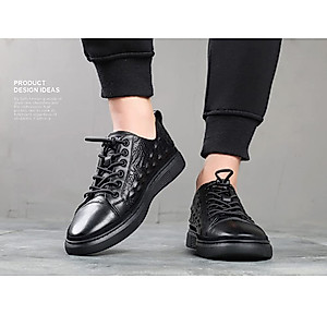 ZOOGEM Men's Crocodile Print Leather Shoes, Non-Slip Casual Fashion Sneakers (Black-d, 9)